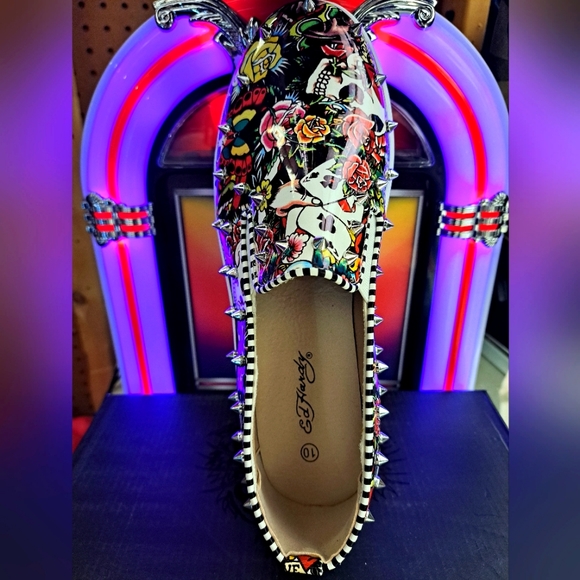 Ed Hardy | Shoes | New In Box Ed Hardy Spiked Skulls Roses Shoes | Poshmark